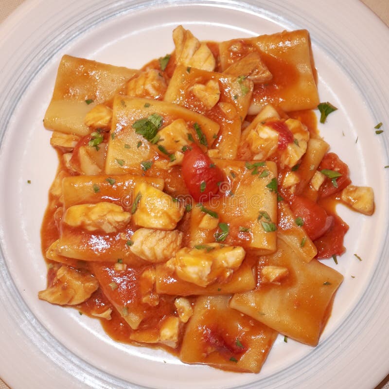 Paccheri Pasta with Grouper Stock Photo - Image of closeup, meal: 111665680