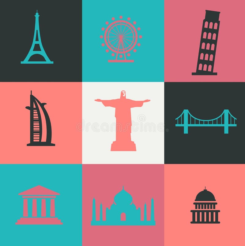 Pacchetto Delle Icone Dei Monumenti - Illustrazione Illustrazione di ...