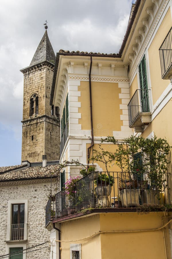 Pacentro church stock image. Image of tourism, clouds - 43450481
