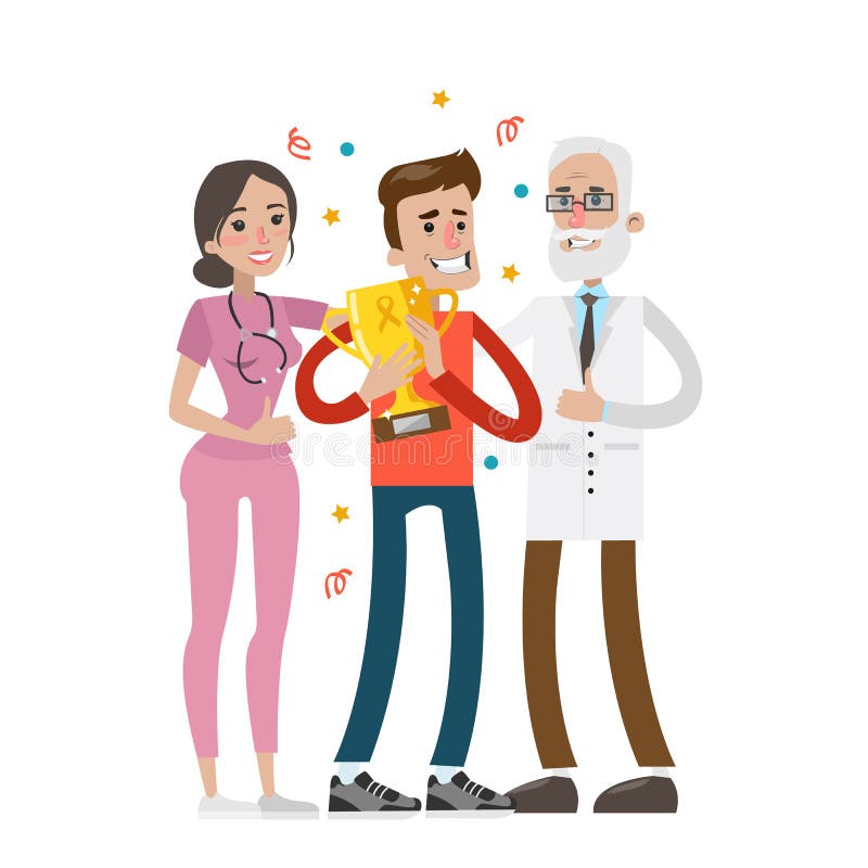 Paciente curado feliz ilustração do vetor. Ilustração de pessoa - 101961380