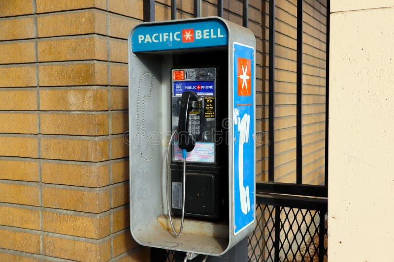 Pacific Bell Public Payphone Booth Editorial Photo - Image of sign ...