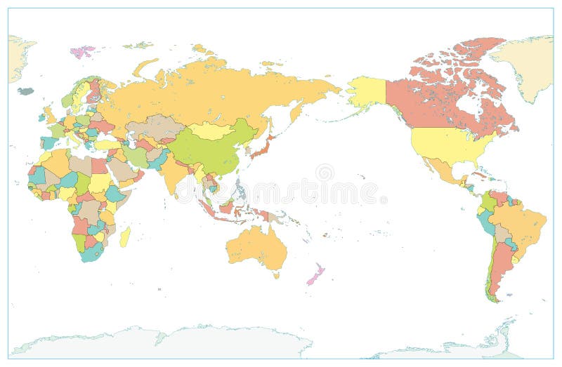 Pacific Centred World Colored Map and Bathymetry. No Text Stock Vector ... Pacific Centred World Colored Map and Bathymetry. No Text Stock Vector ...