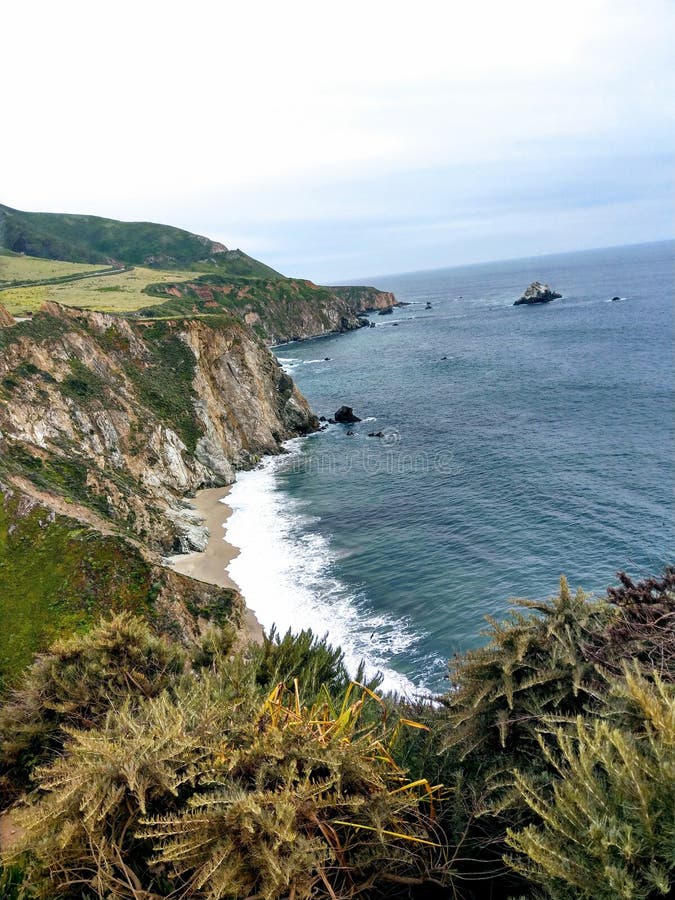 Pacific Coast Highway Ocean View in California Stock Image - Image of ...