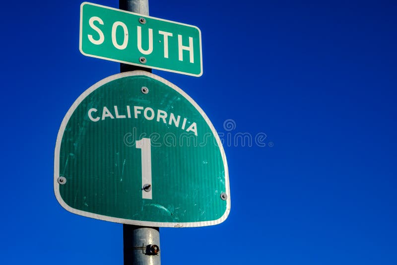 The Pacific Coast Highway 1 Sign in California Stock Photo - Image of ...