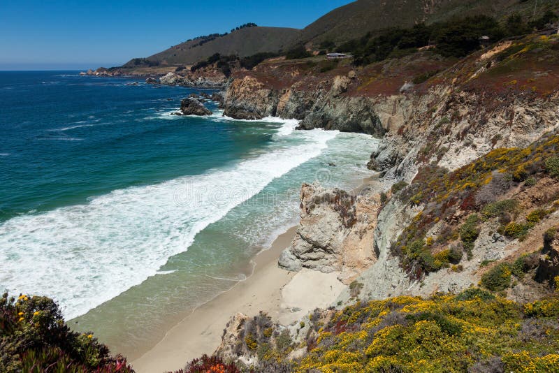Pacific Coastline in California - Highway One Stock Image - Image of ...