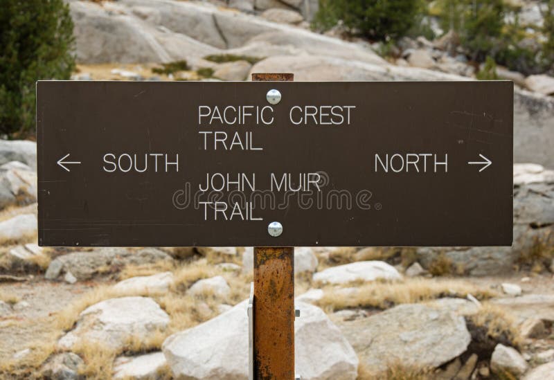 Pacific Crest Trail Sign stock image. Image of north - 50625625