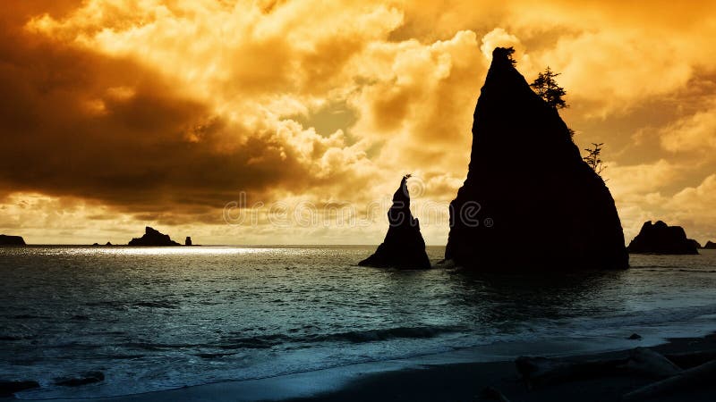 Pacific Northwest Coastal Sunset Stock Photo - Image of shot, formation ...