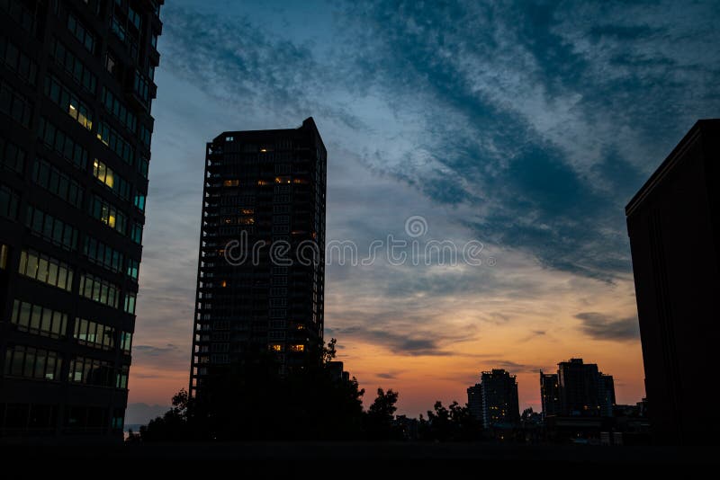 Pacific Northwest Sunset with Vibrant Blue Stock Image - Image of ...