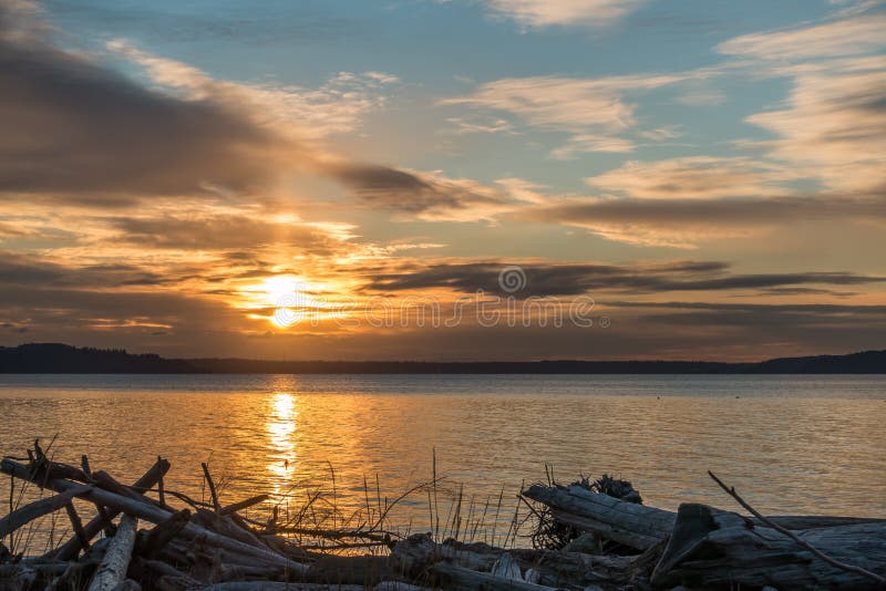 Pacific Northwest Sunset 2 stock photo. Image of sound - 84247094