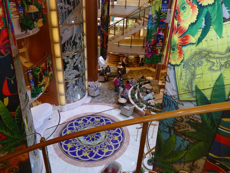 Passengers Relax in the Atrium Piazza Onboard a Cruise Ship Editorial ...