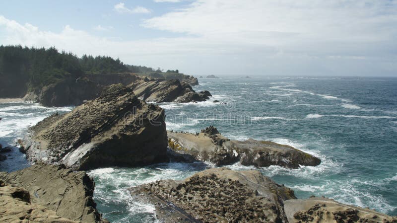 Pacific Ocean As Seen from Cliffs Off Hwy 101 in Oregon. Stock Image ...
