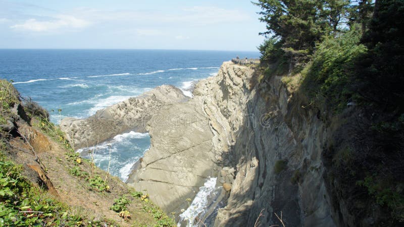The Pacific Ocean As Seen from Cliffs in Oregon. Stock Image - Image of ...