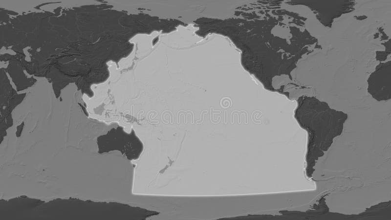 Pacific Ocean. Bilevel Map. Patterson Cylindrical. Close-up Stock Video ...