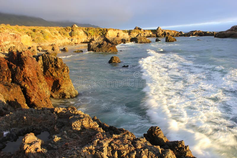 Pacific Ocean, California, USA Stock Photo - Image of sunset, mountains ...
