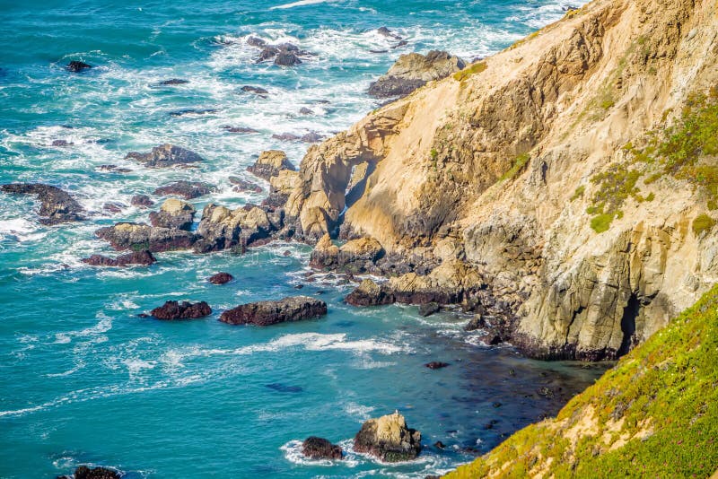 Pacific Ocean Coastal Cliff Scenes Stock Image - Image of muir, shore ...