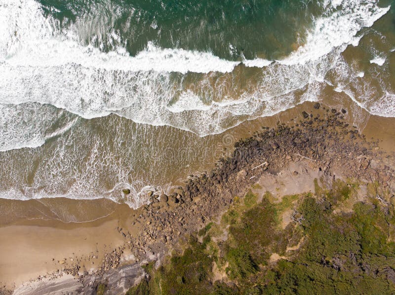 Pacific Ocean, Half of the Beach and Water Waves. , Background, Texture ...