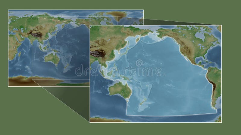 Pacific Ocean. Pale Map. Patterson Cylindrical. Diagram Stock Footage ...