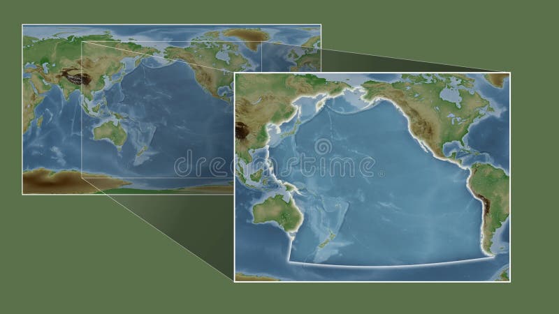 Pacific Ocean. Pale Map. Patterson Cylindrical. Diagram Stock Footage ...