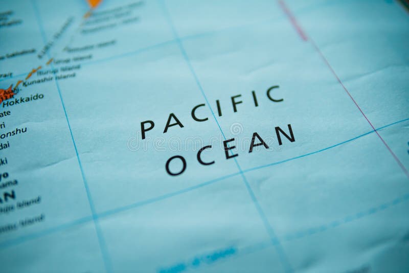 Pacific ocean on a map stock image. Image of mapping - 158332911