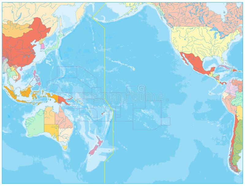 Pacific Ocean Political Map. No Text Stock Vector - Illustration of ...