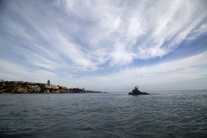 Pacific Ocean Scene with Calm Waters and a Beautiful Cloudy Sky Stock ...