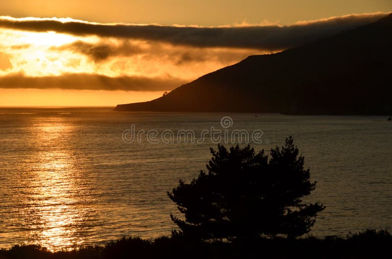 The Pacific Ocean during Sunset View from the US1 Scenic Highway Stock ...