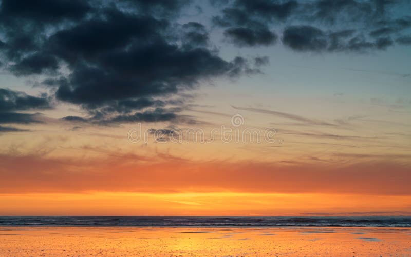 Pacific Ocean Sunset Washington State Stock Photo - Image of ocean ...