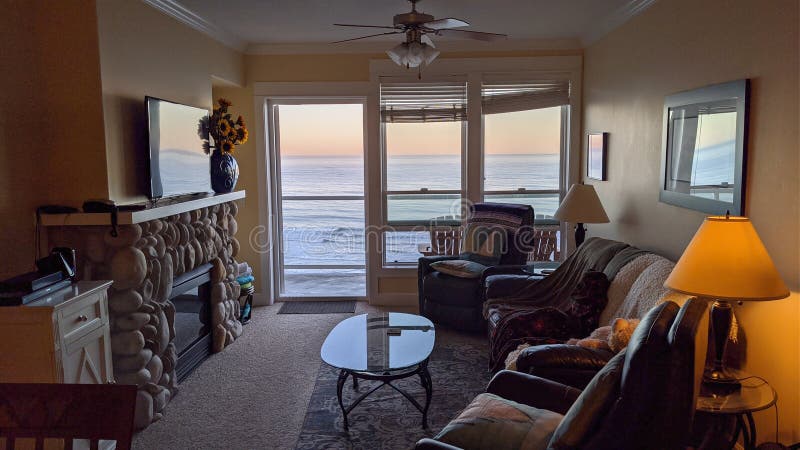 The Pacific Ocean View from Inside a Beachfront Condo Stock Image ...