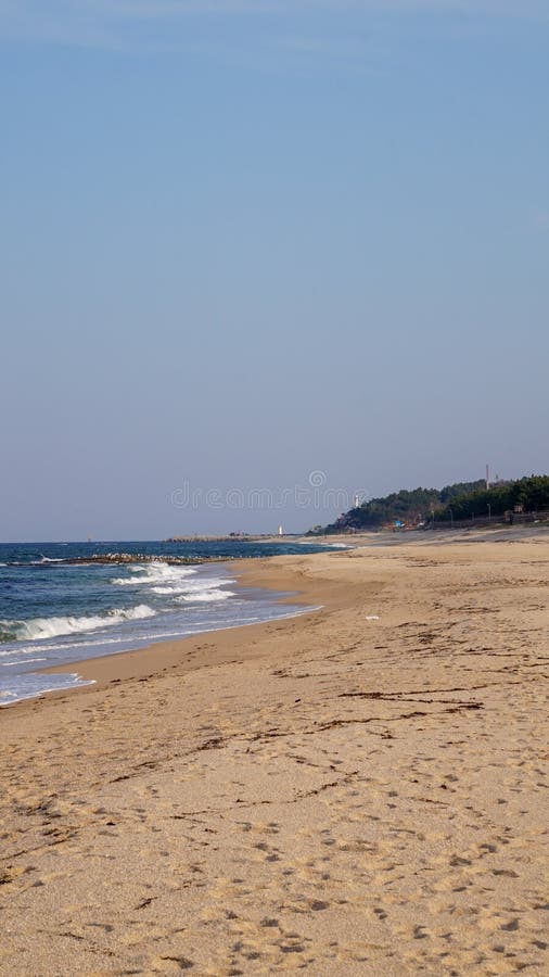 Pacific Ocean Waves Rolling Onto the Beach in South Korea Stock Image ...