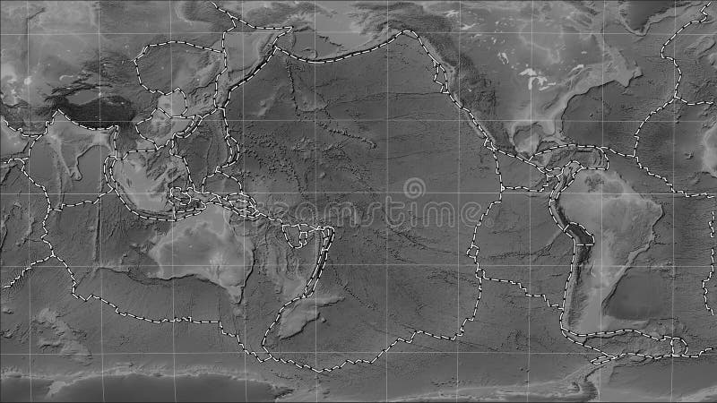 Pacific Plate - Boundaries. Grayscale Map Stock Illustration ...
