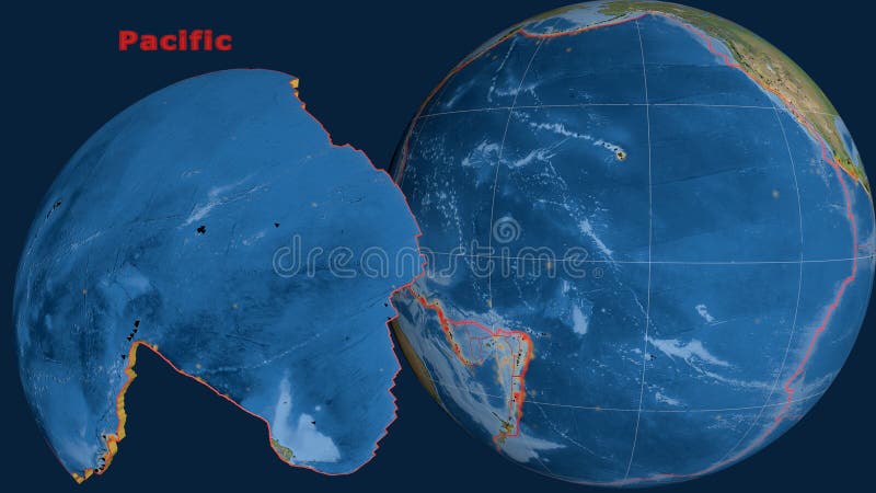 Pacific Plate Described and Presented - Satellite Stock Illustration ...