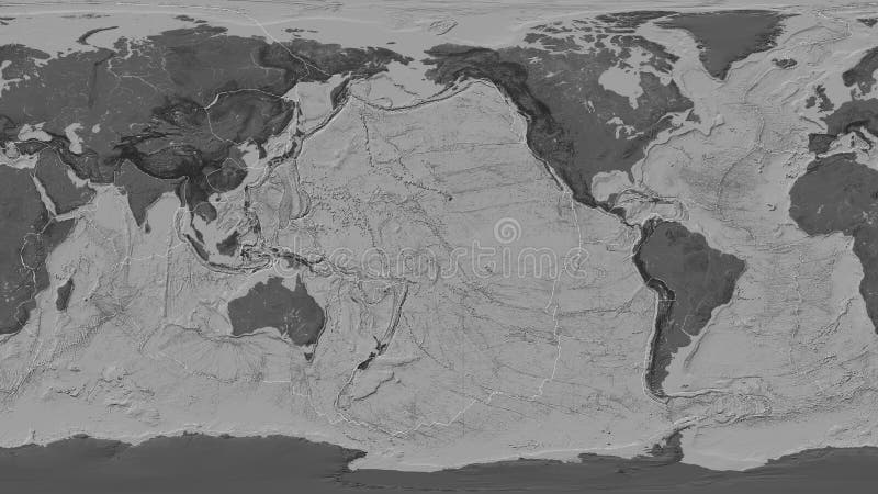 Pacific Plate - Global Map. Patterson Cylindrical. Bilevel Stock ...