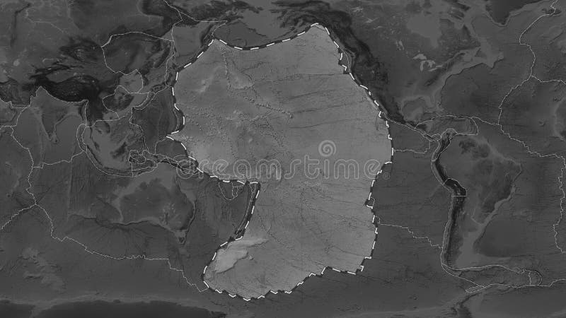 Pacific Plate Highlighted. Patterson Cylindrical. Grayscale Stock ...