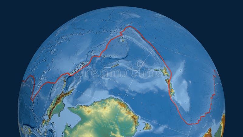 Pacific Plate Outlined - Relief Stock Illustration - Illustration of ...