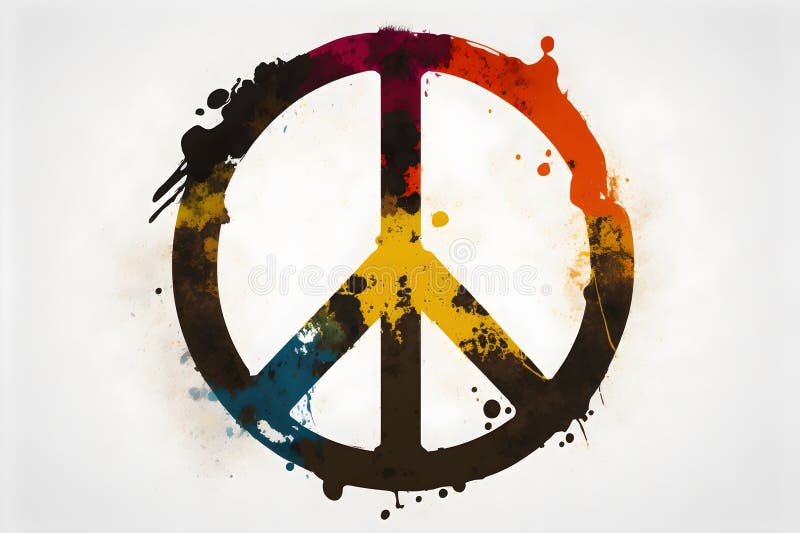 Pacific Sign Watercolor Abstract, Peace Symbol Stock Illustration ...