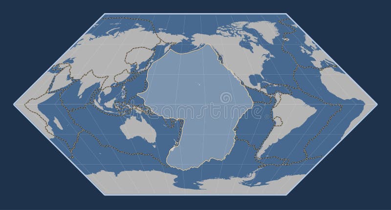 Pacific Tectonic Plate. Contour. Eckert I. Boundaries Stock ...