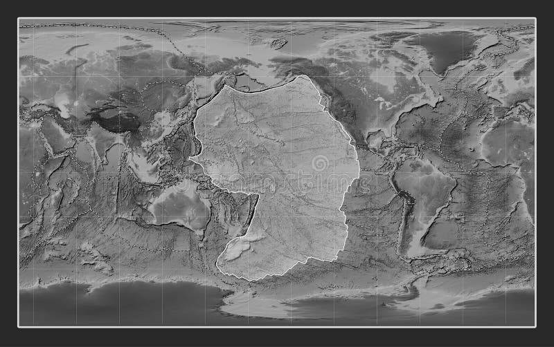 Pacific Tectonic Plate. Grayscale. Compact Miller. Boundaries Stock ...