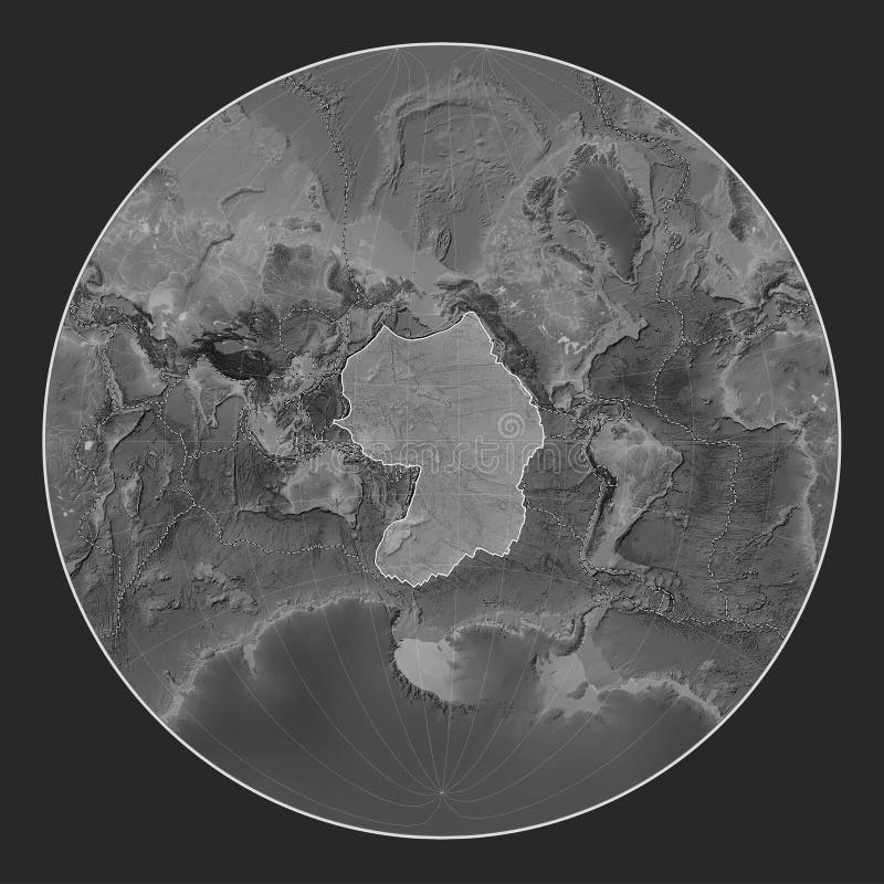 Pacific Tectonic Plate. Grayscale. Lagrange Oblique. Boundaries Stock ...