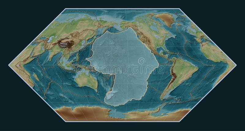 Pacific Tectonic Plate. Grayscale. Compact Miller. Boundaries Stock ...