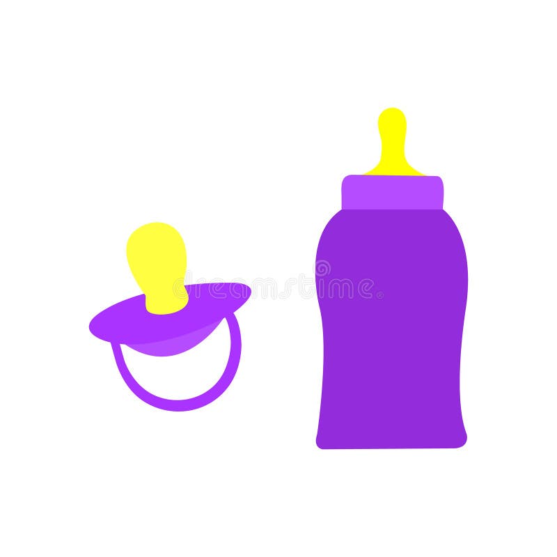 A Set of a Purple Babies Pacifier and Bottle Stock Vector ...