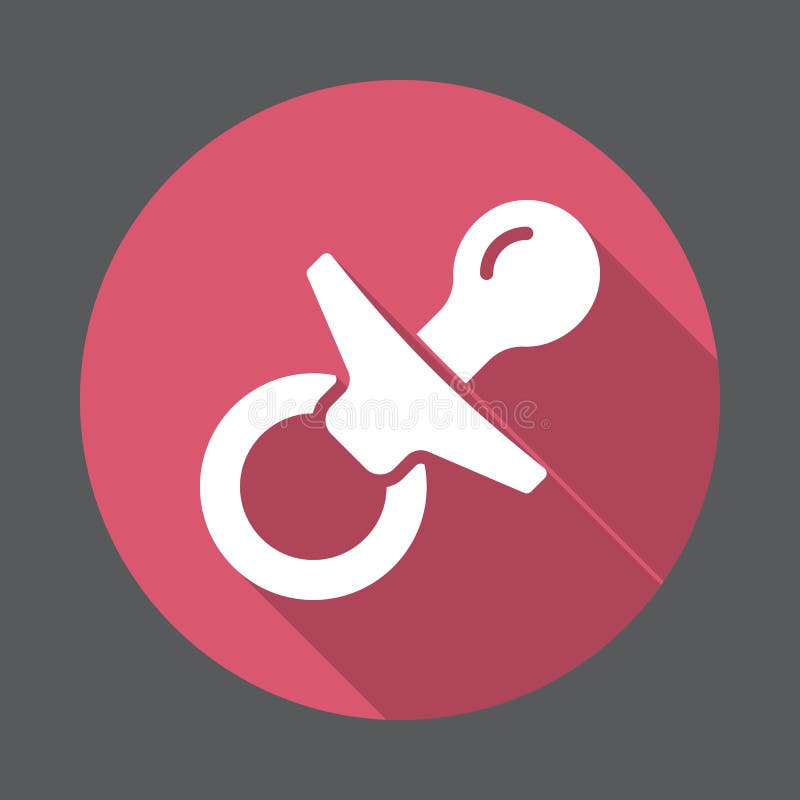 Pacifier, Dummy Flat Icon. Round Colorful Button, Circular Vector Sign with Long Shadow Effect ...