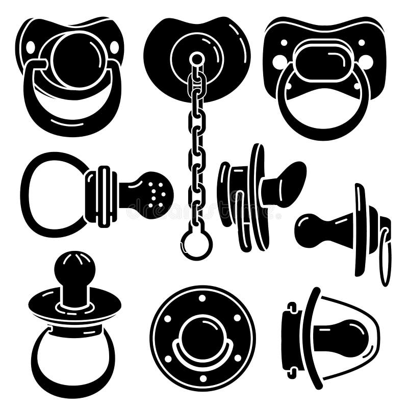 Pacifier Icons Set, Simple Style Stock Vector - Illustration of icons ...