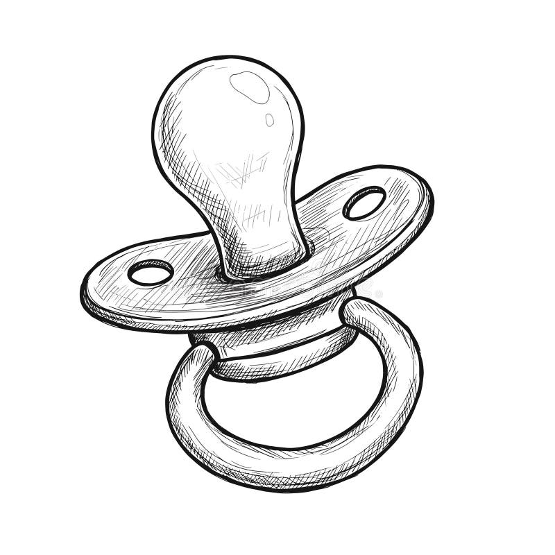 Pacifier Illustration in a Simple Sketch Style on a White Background ...