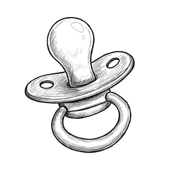 Pacifier Illustration in a Simple Sketch Style on a White Background ...