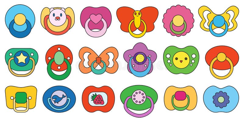 Pacifier Isolated Color Set Icon. Color Set Icon Soother . Vector ...