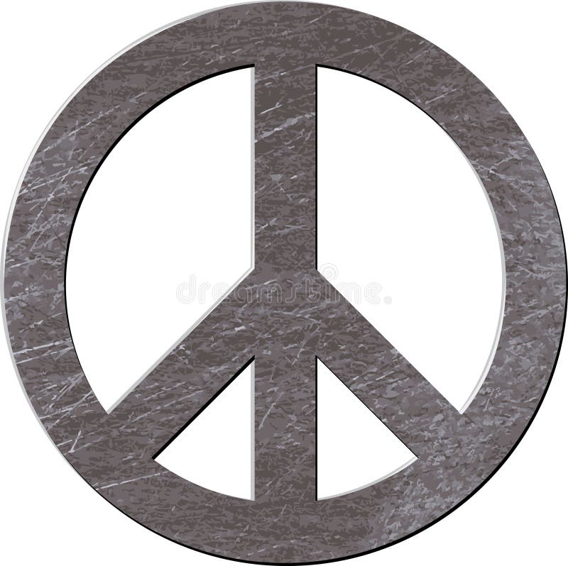 Sign Pacifist, Peace Symbol. Black Hippie Sign In Gold Frame, Circle ...