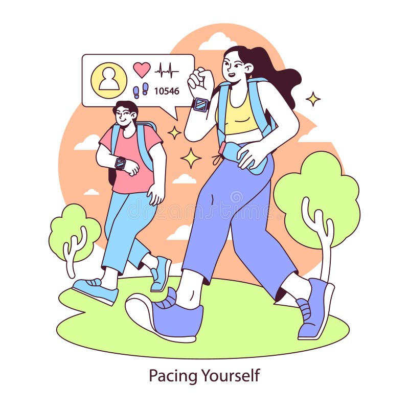 Pacing Technique Concept. Flat Vector Illustration. Stock Vector ...