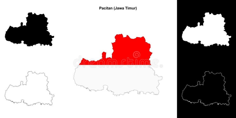 Pacitan outline map stock vector. Illustration of pacitan - 356962840