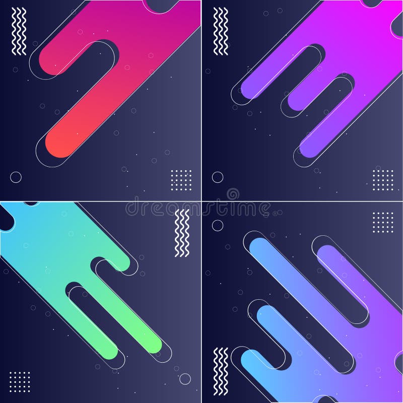 Pack of 4 Abstract Backgrounds in Color Vector Illustrations Stock ...