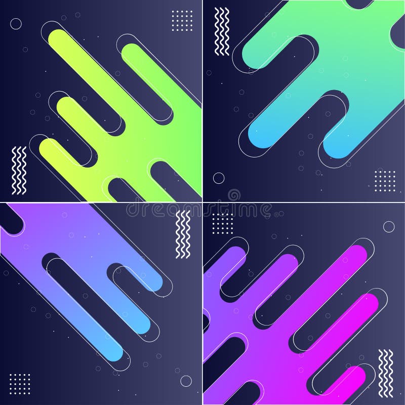 Pack of 4 Abstract Backgrounds in Color Vector Illustrations Stock ...